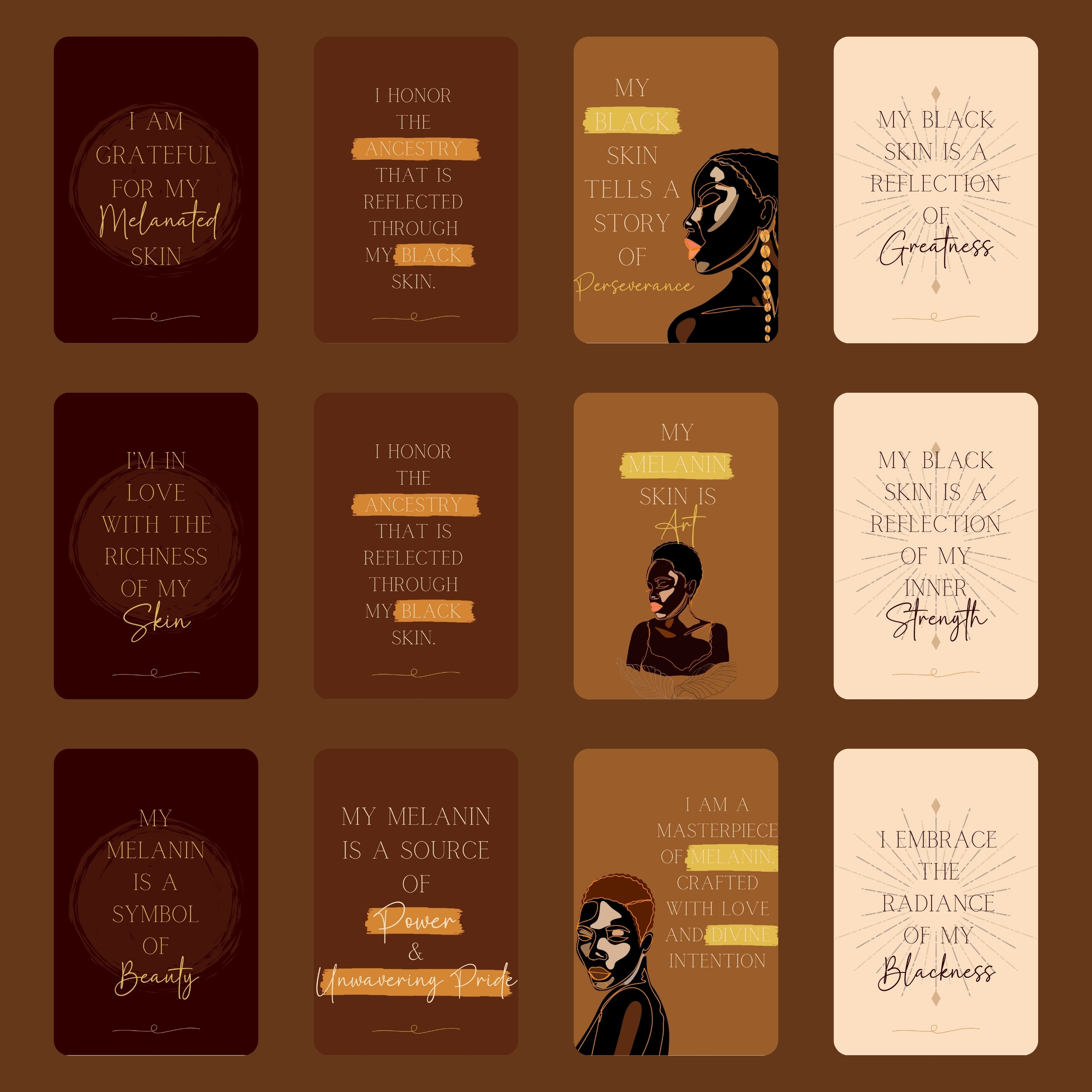 Melanin Affirmation Cards, Printable Affirmation Cards, Self-love ...
