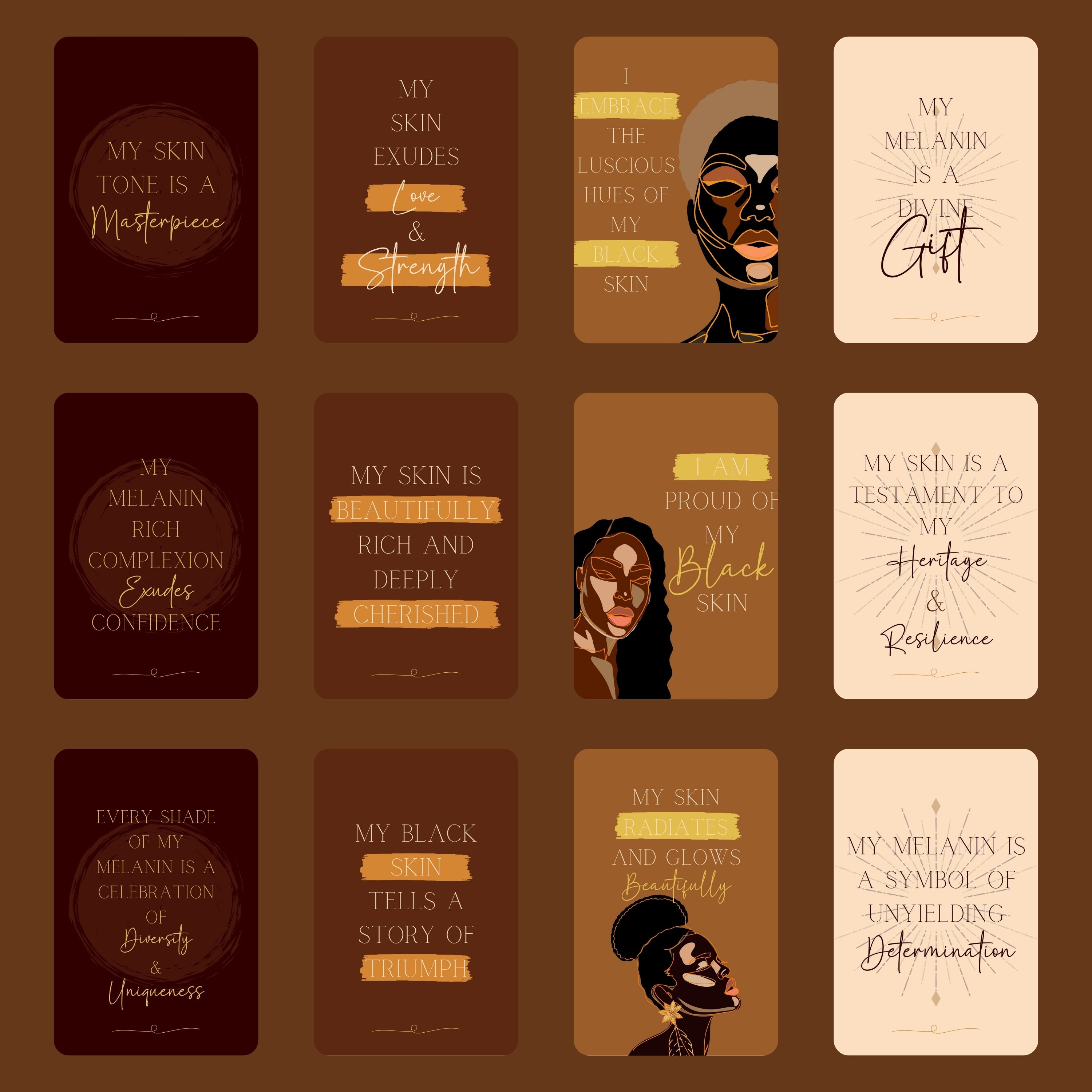 Melanin Affirmation Cards, Printable Affirmation Cards, Self-love ...