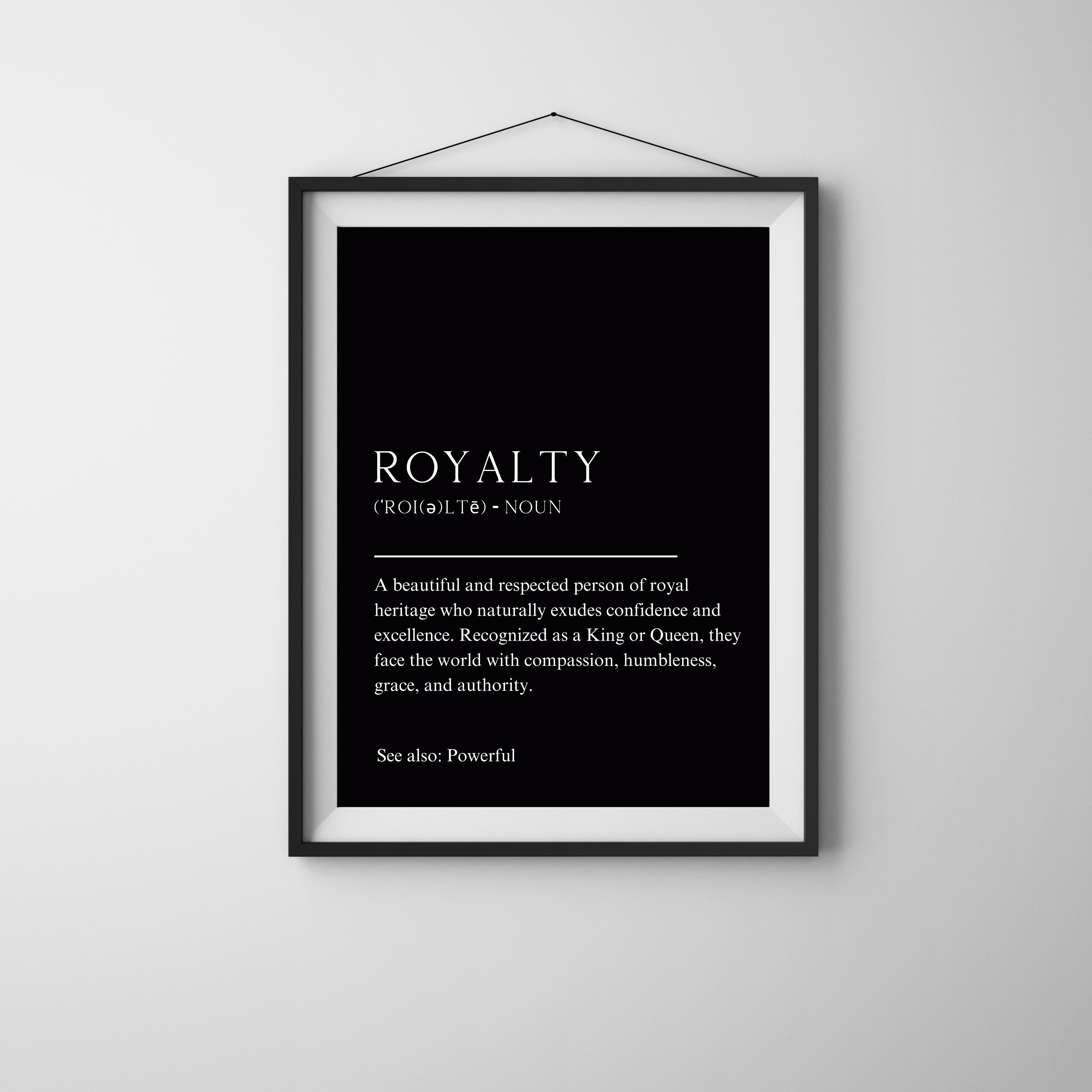 Royalty Definition, Definition Print, Typography Art, Wall Art ...
