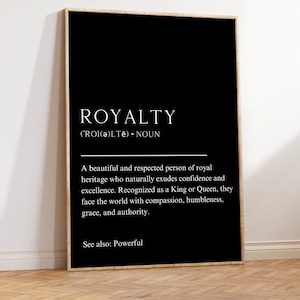 Royalty Definition, Definition Print, Typography Art, Wall Art ...