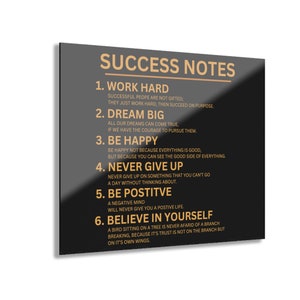 Motivational Quotes Success Notes Acrylic Print, Home Office Decor ...