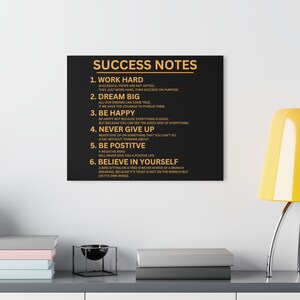 Motivational Quotes Success Notes Acrylic Print, Home Office Decor ...