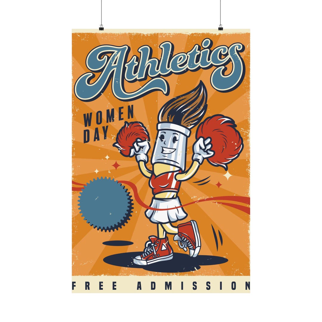 Vintage Athletics Women's Day Poster Cheerleading Home Decor, Sports ...