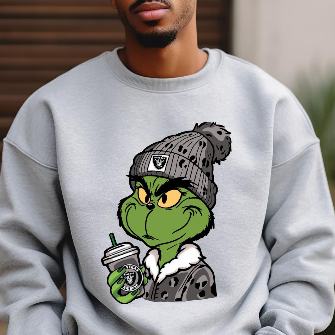 Boujee Grinch Football Crewneck Sweatshirt, Holiday Season Sweater ...