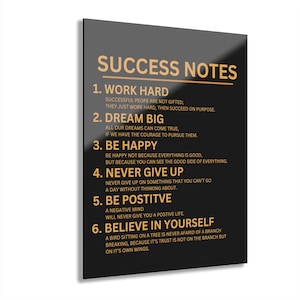 Motivational Quotes Success Notes Acrylic Print, Home Office Decor ...