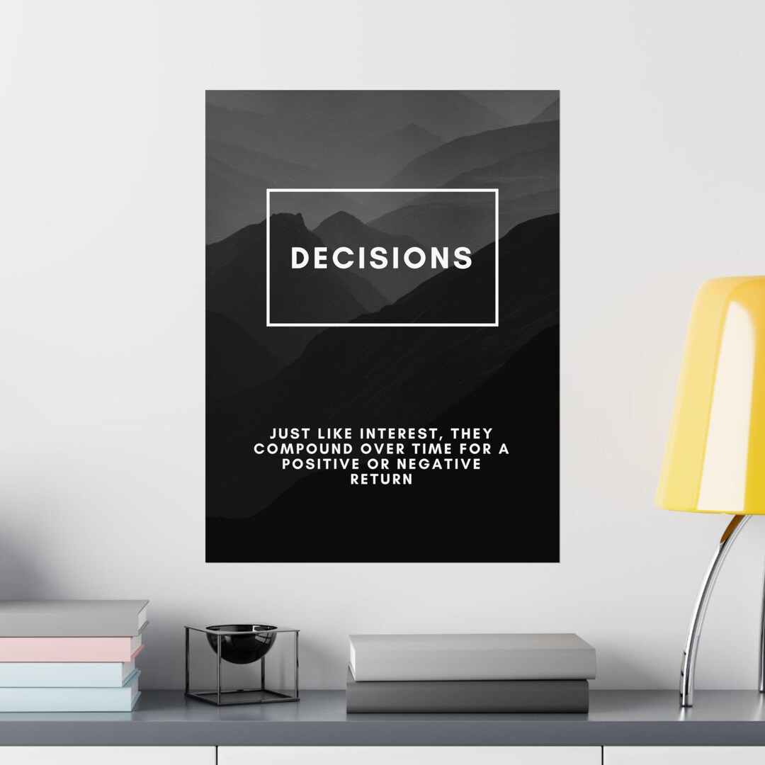 Motivational Matte Vertical Posters, Inspirational Wall Art, Decision ...