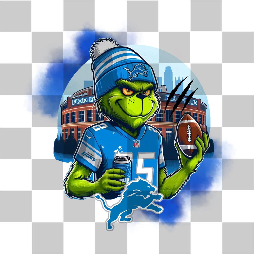 Lions Football Grinch PNG, Digital Download, Grinch Christmas Art ...