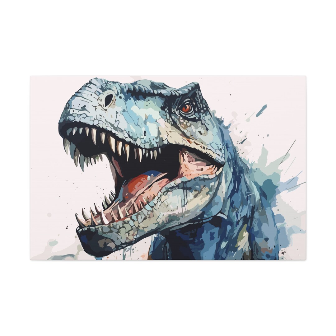 Watercolor T-rex Canvas Wrap, High Detail Dinosaur Art, Wall Decor ...