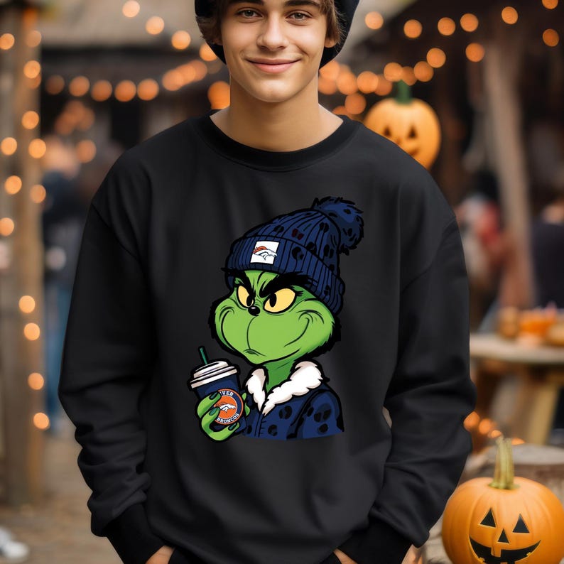 Football Season Grinch Design, PNG Graphic, Hoodie Image, Sweatshirt ...