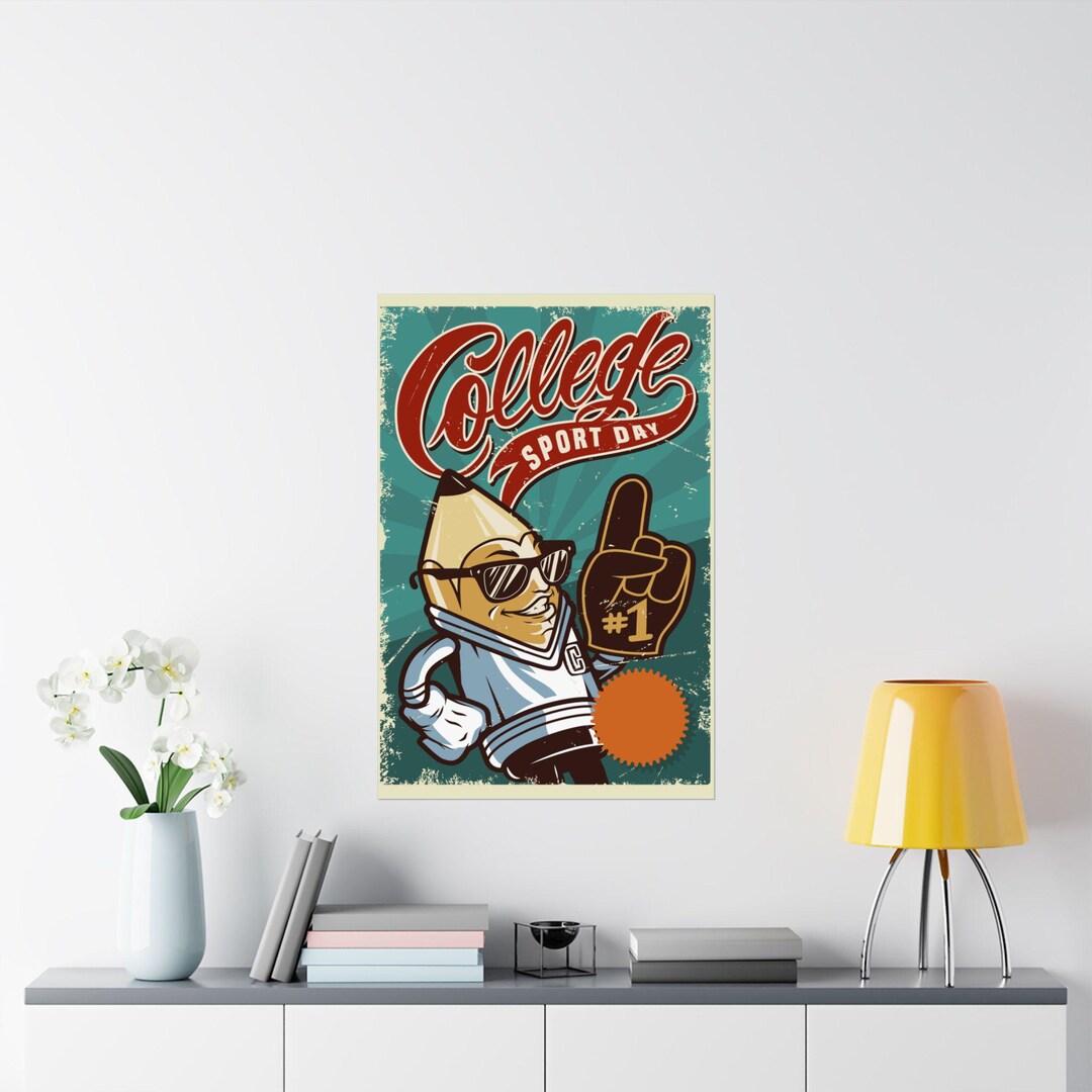 Retro College Sport Day Poster, Vintage Wall Art, College Dorm Decor ...
