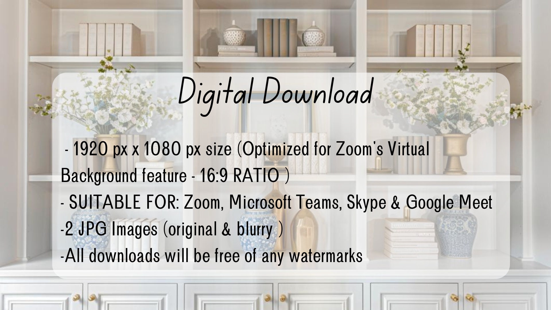 Blue Bookcase Zoom Background: Modern Office Virtual Backdrop (JPG) - Etsy