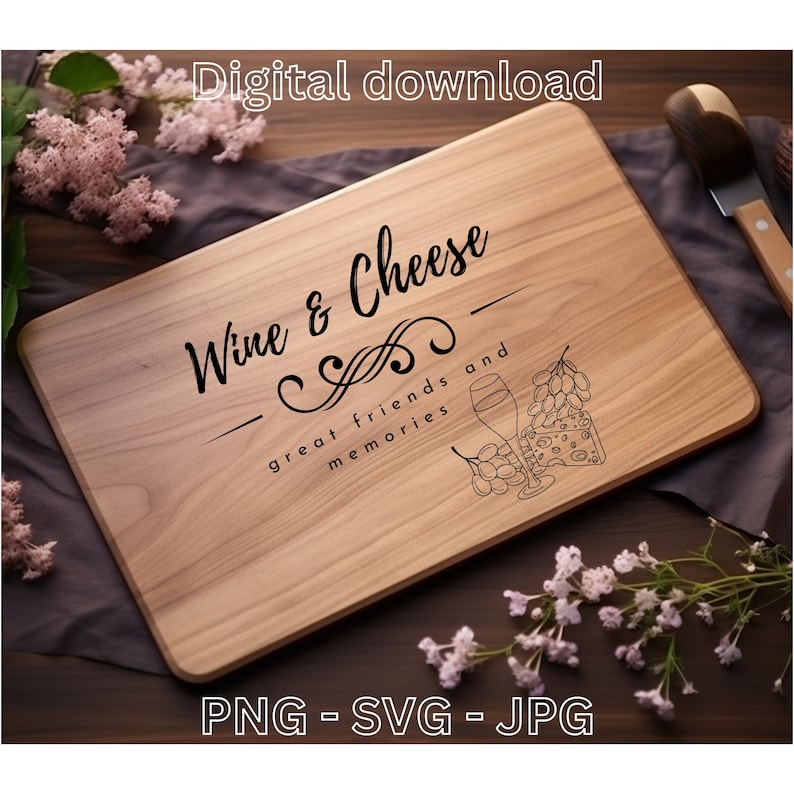 Wine & Cheese Svg Charcuterie Sign Display Board Laser Cut Charcuterie Board Silhouett Digital ...