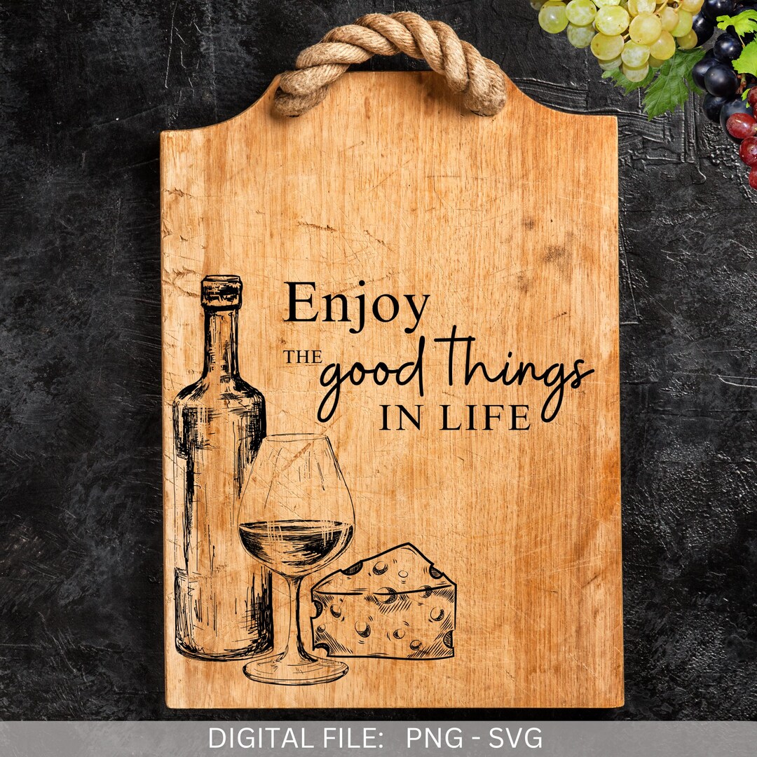 Charcuterie Board Design SVG: Wine & Cheese Laser Cut File (digital ...