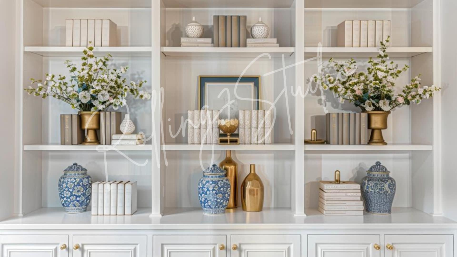 Blue Bookcase Zoom Background: Modern Office Virtual Backdrop (JPG) - Etsy