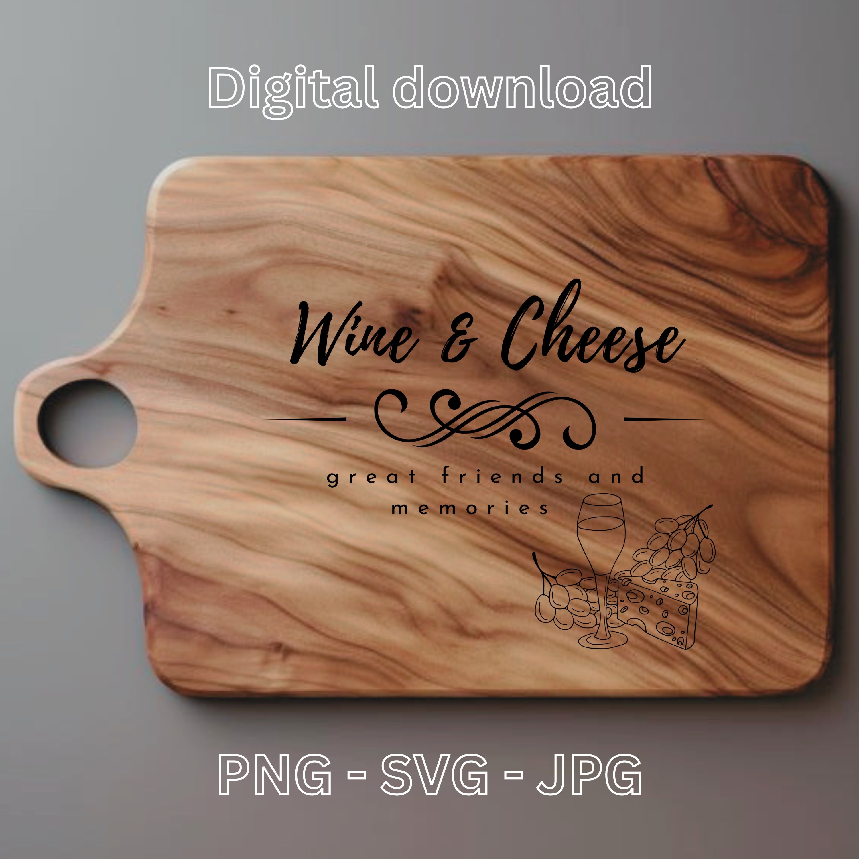 Wine & Cheese Svg Charcuterie Sign Display Board Laser Cut Charcuterie Board Silhouett Digital ...