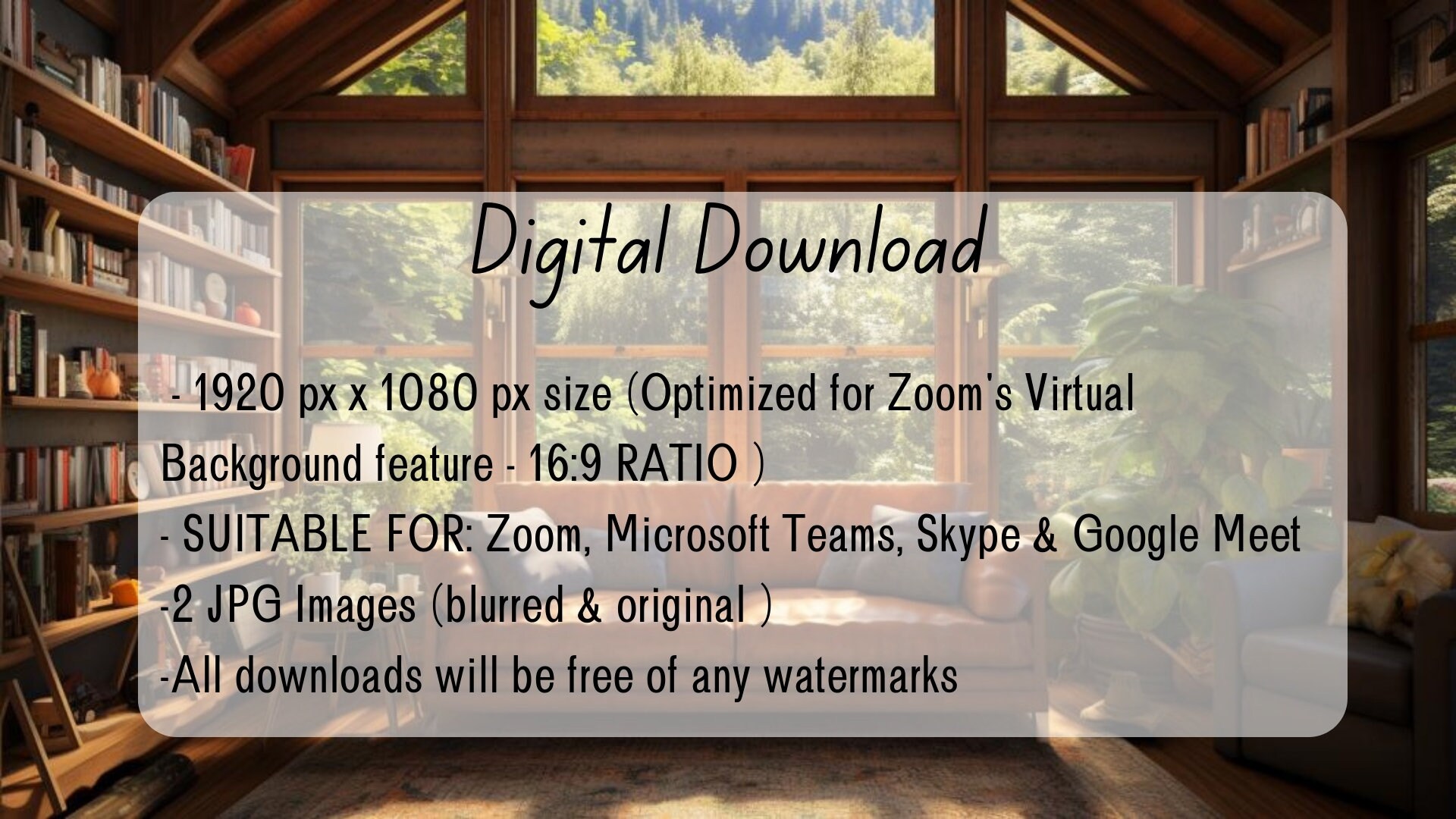 Cozy Cabin Virtual Background: Ai-enhanced Zoom Backdrop (JPG Digital ...