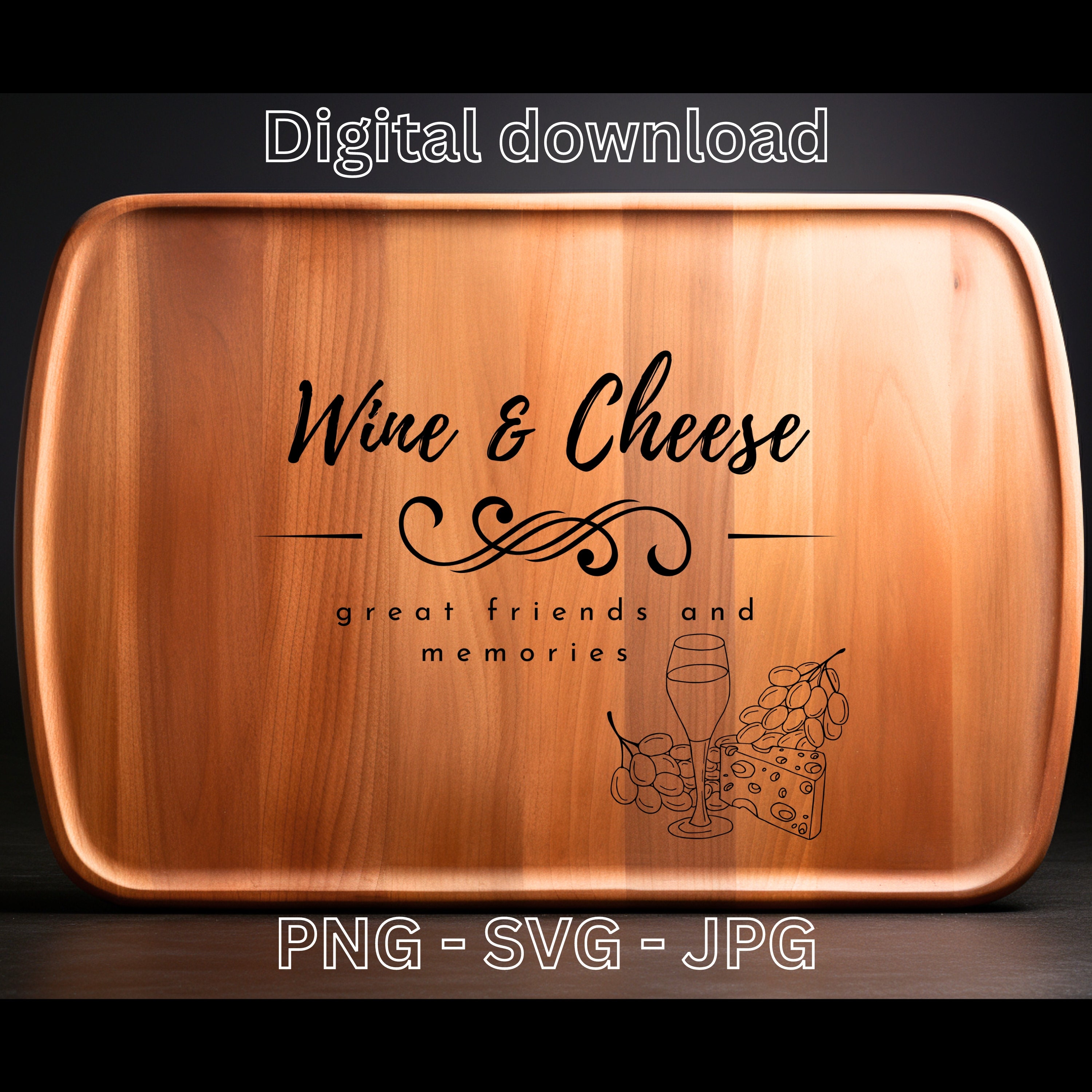 Wine & Cheese Svg Charcuterie Sign Display Board Laser Cut Charcuterie Board Silhouett Digital ...