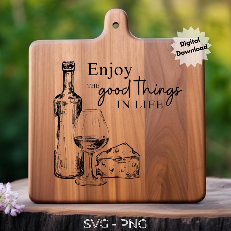 Charcuterie Board Design SVG: Wine & Cheese Laser Cut File (digital ...