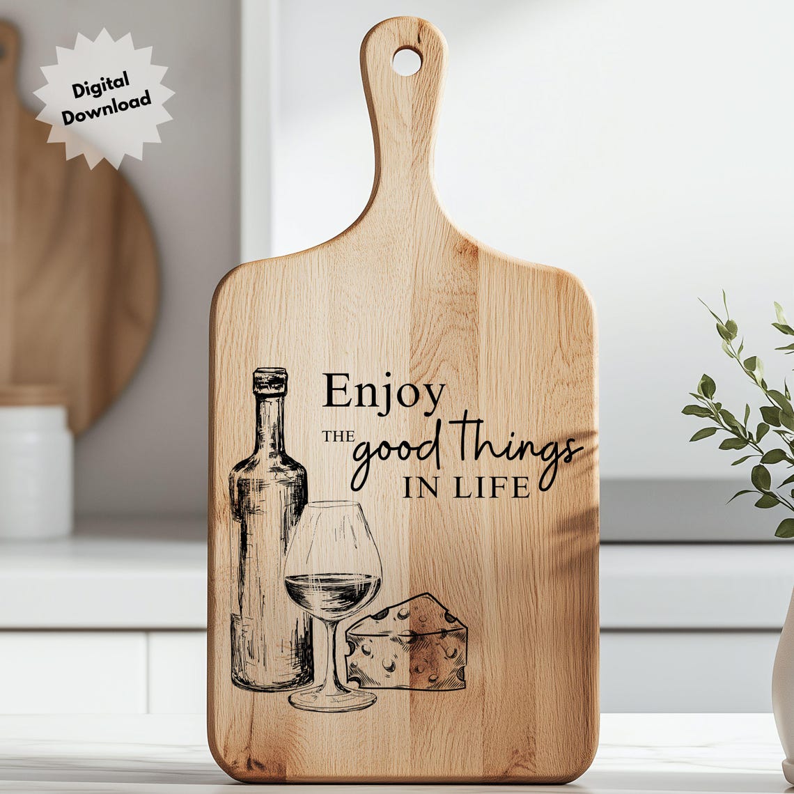 Charcuterie Board Design SVG: Wine & Cheese Laser Cut File (digital ...
