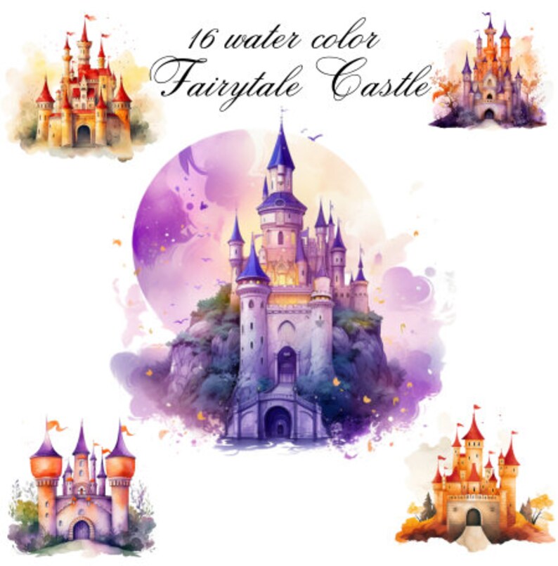 16 Watercolor Fairytale Castle Svg Fantasy Clipart Fantasy - Etsy