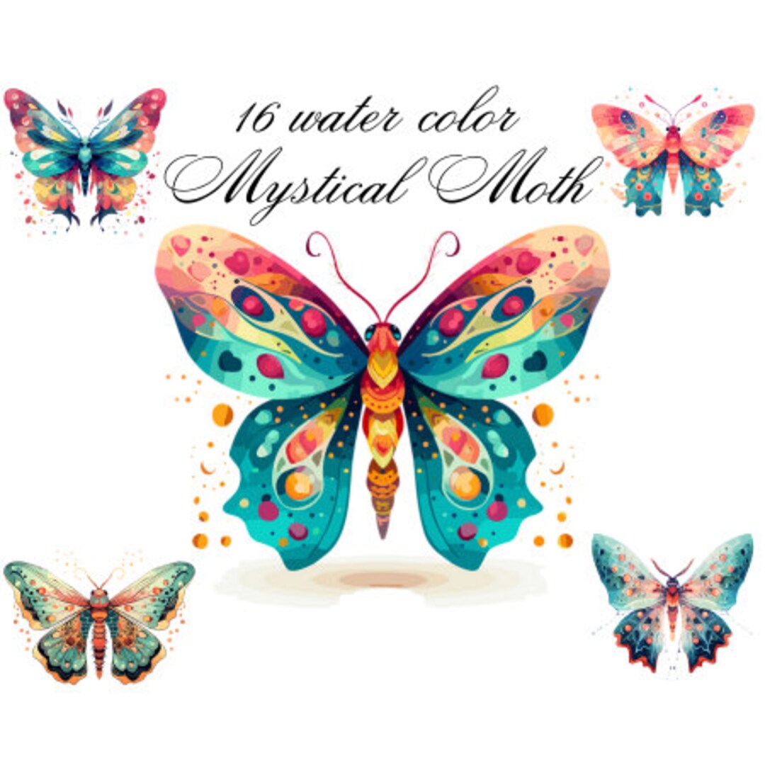 16 Watercolor Mystical Moth Clipart, Moth Png, Moth Svg, Moth Bundle ...