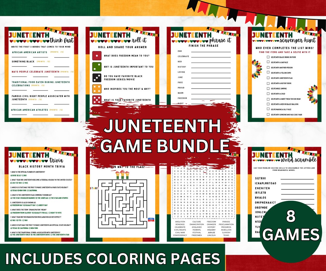 Juneteenth Games Bundle, Juneteenth Game Bundle, Trivia Game Juneteenth ...