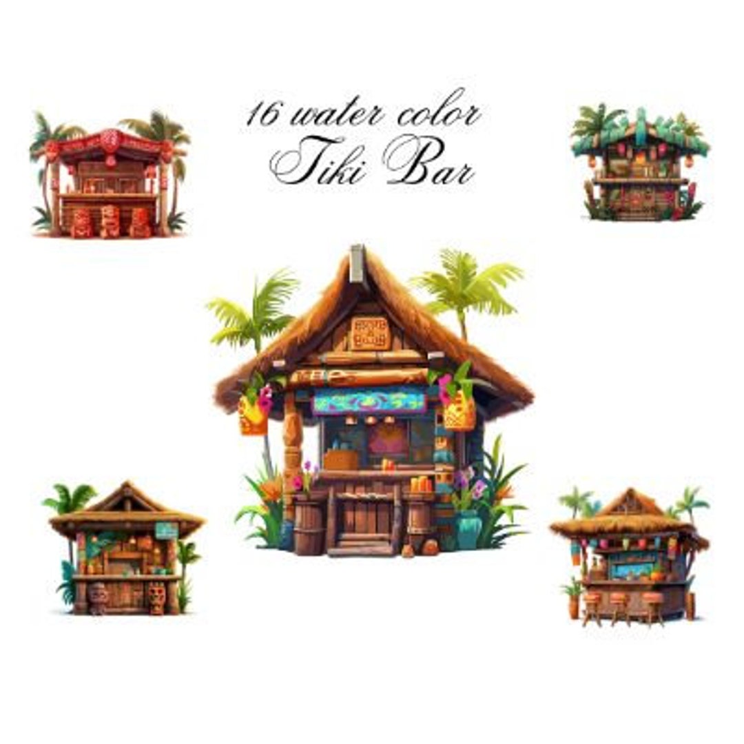 16 Watercolor Tiki Bar Clipart, Tiki Bar Png, Tiki Bar Svg, Tiki Bar ...