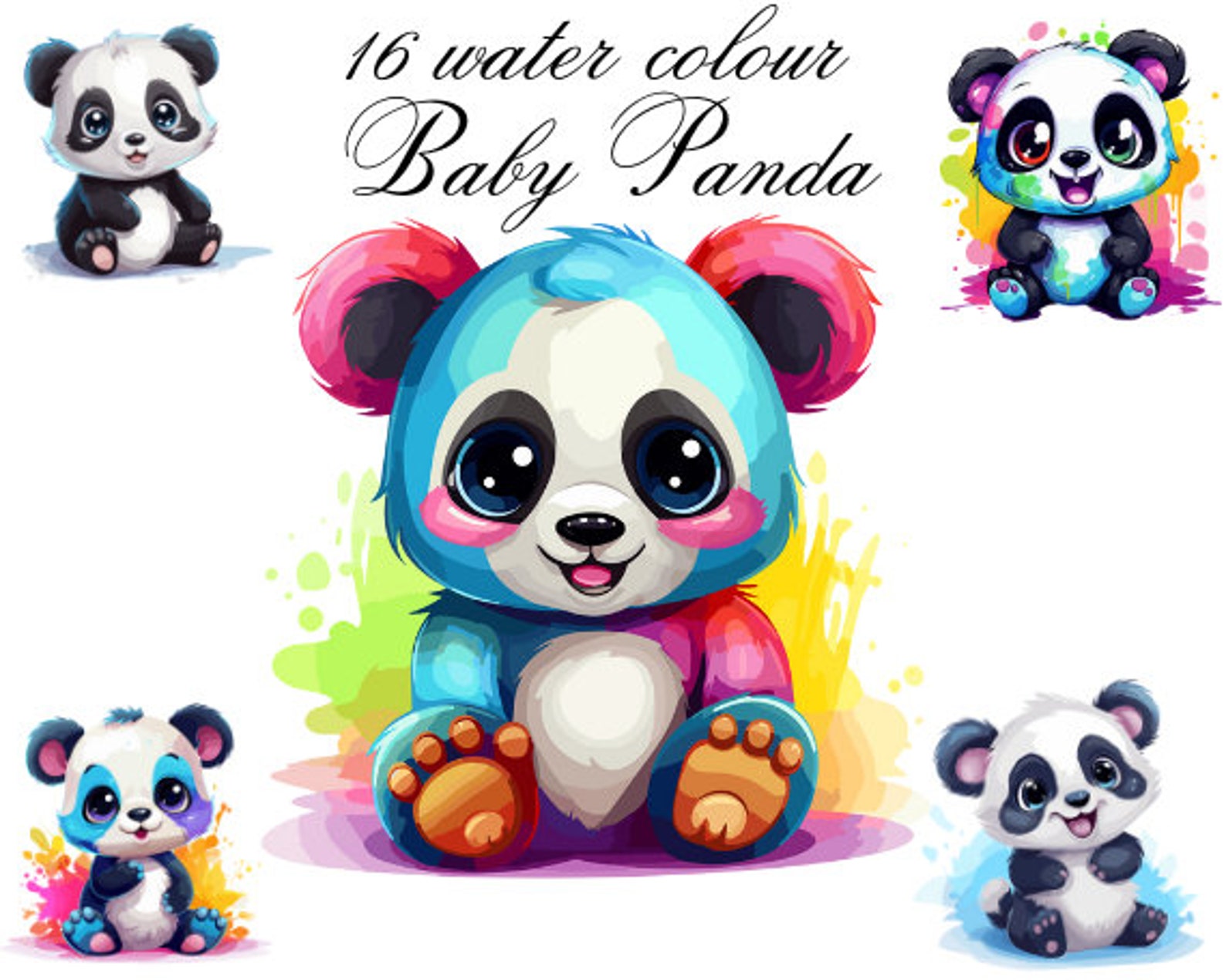 16 Watercolor Baby Panda Clipart Baby Panda Png Baby Panda - Etsy