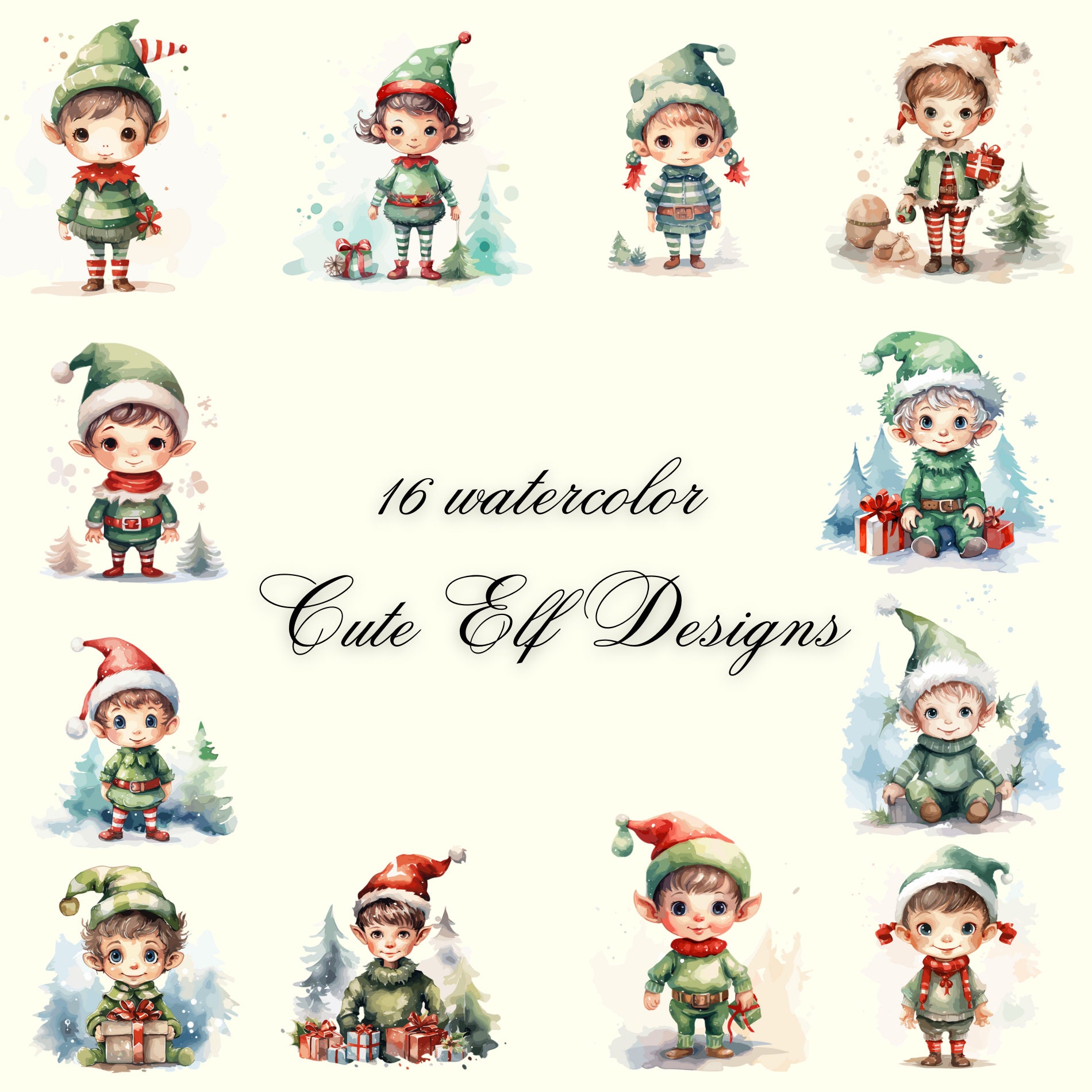 16 Water Color Cute Elves Designs Svg Bundle Christmas Elf - Etsy