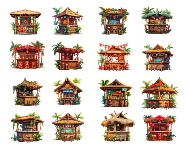 16 Watercolor Tiki Bar Clipart, Tiki Bar Png, Tiki Bar Svg, Tiki Bar ...