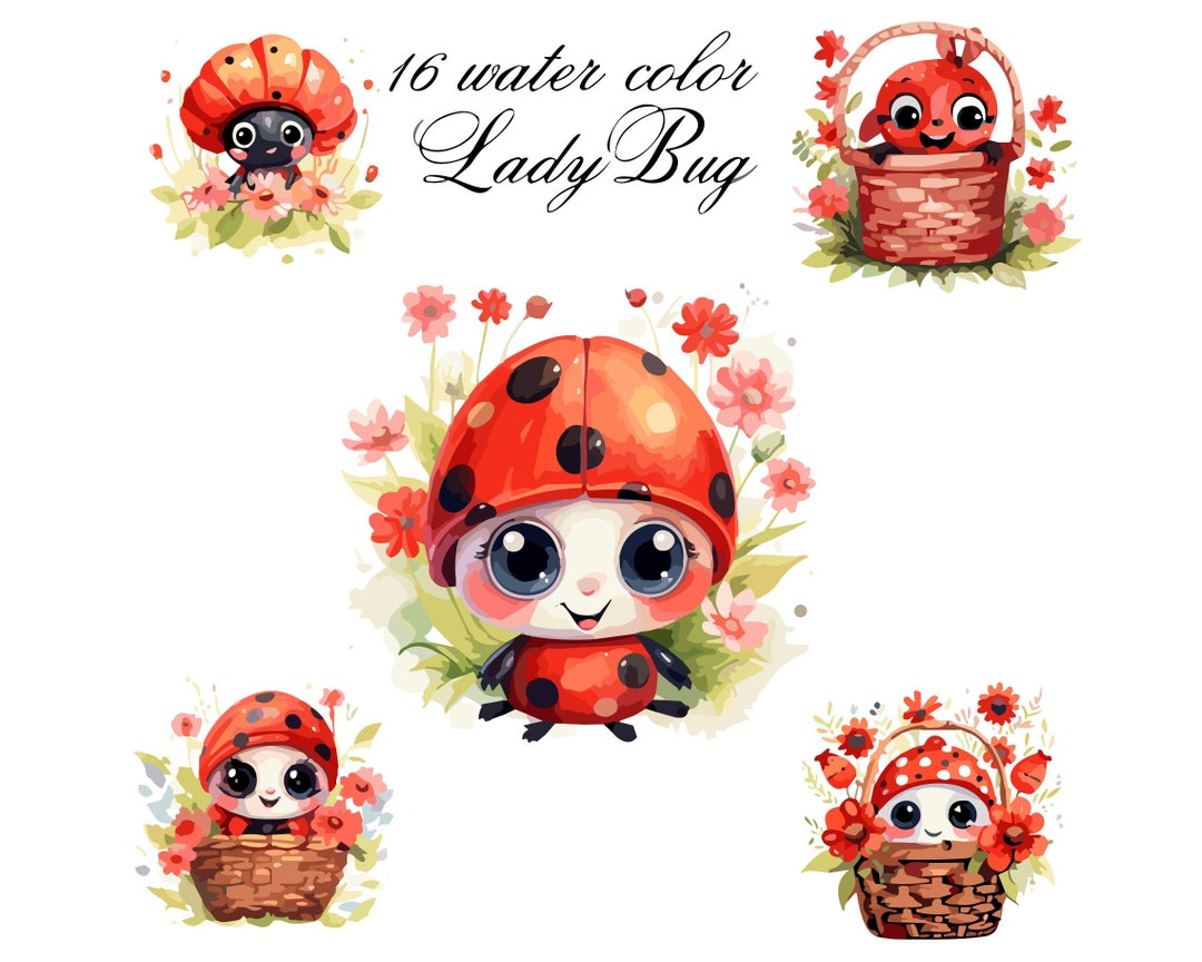 16 Watercolor Ladybug Clipart, Ladybug Png, Ladybug Svg, Ladybug Bundle ...