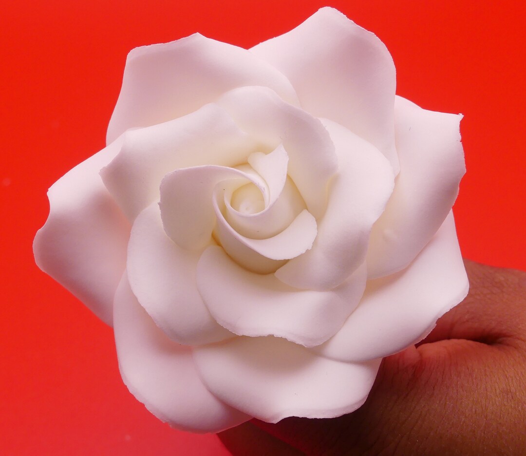 Medium White Roses, White Fondant Roses, Gumpaste Roses for Cake, Sugar ...
