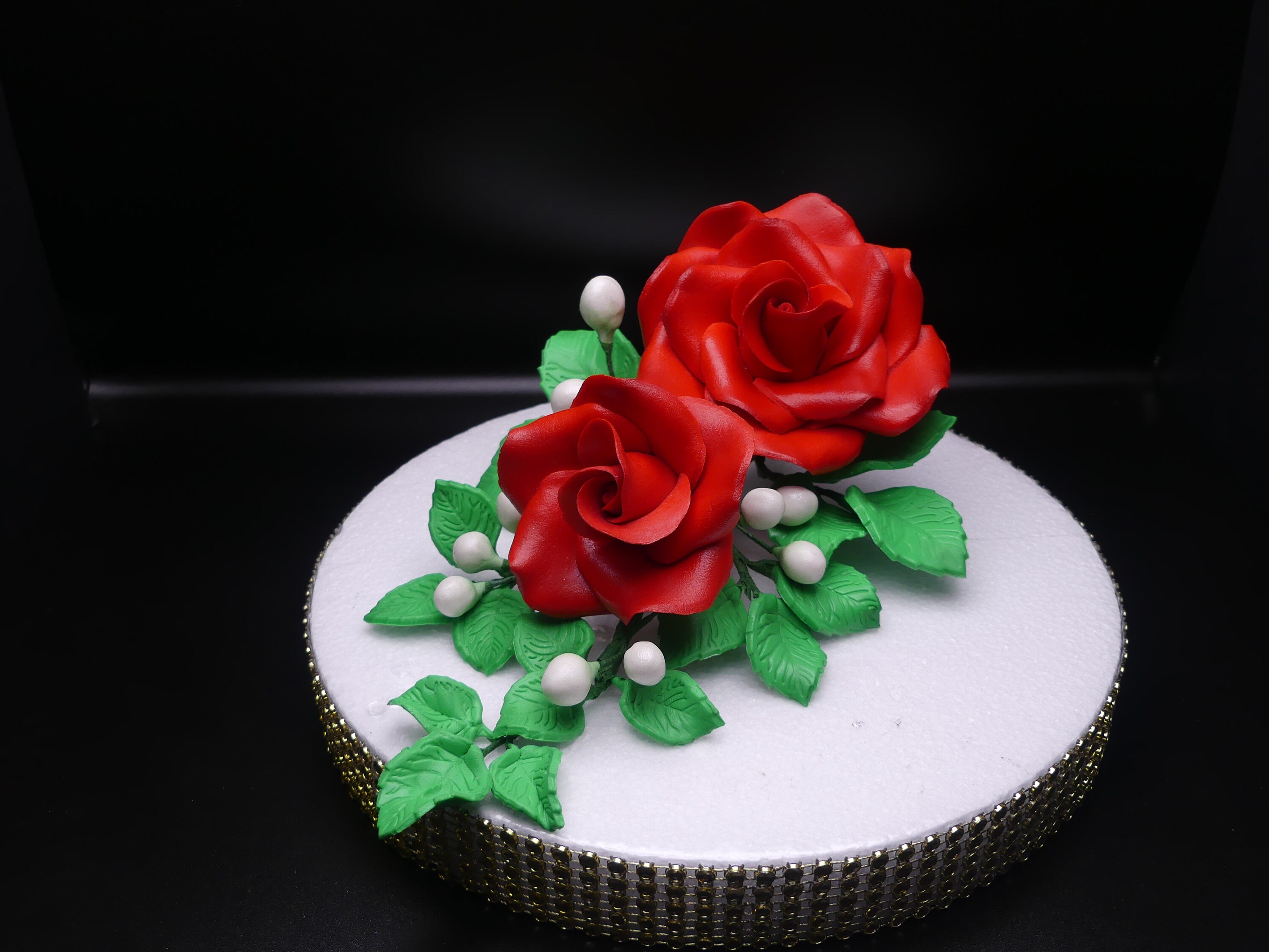 Red Fondant Rose / Fondant Cake Topper / Flowers for Wedding Cake ...