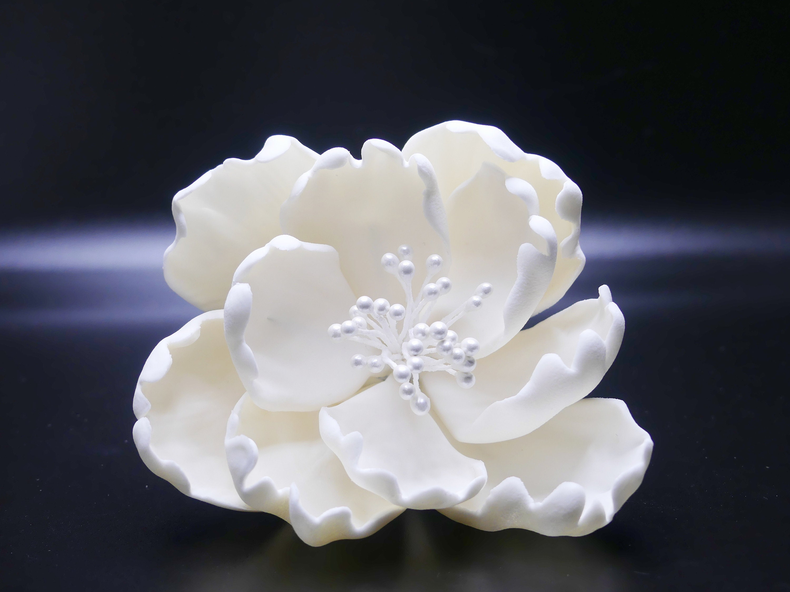 Small White Fondant Peony, Open Peony Flower, White Sugar Flower for ...