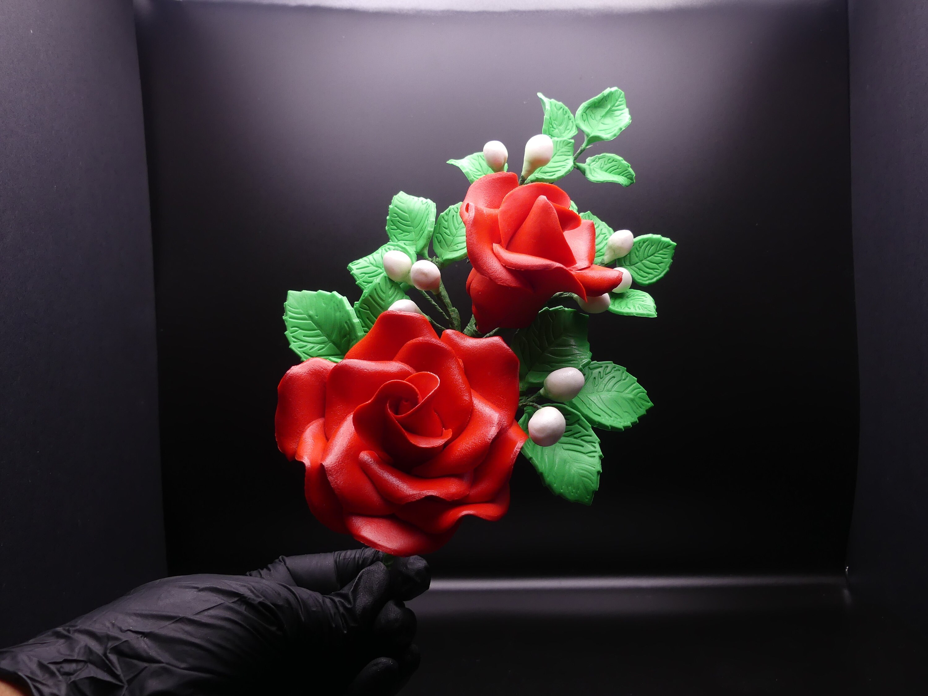 Red Fondant Rose / Fondant Cake Topper / Flowers for Wedding Cake ...