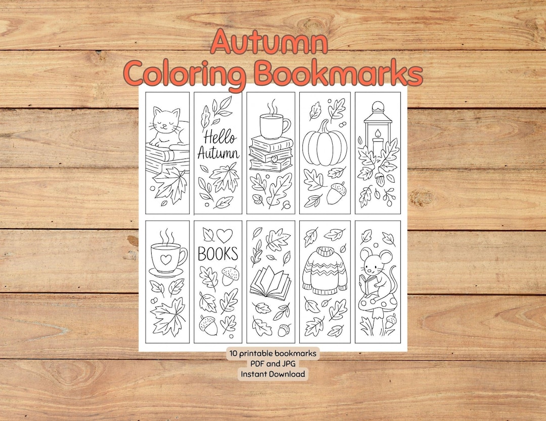 Autumn Printable Bookmarks: Cozy Fall Reading Craft (US Letter) - Etsy