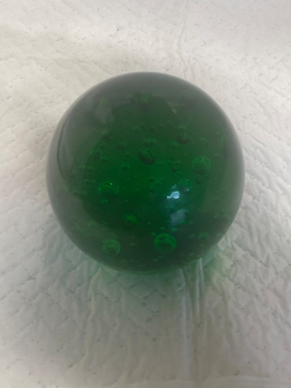 Vintage Green Glass Paperweight With Controlled Bubbles - Etsy