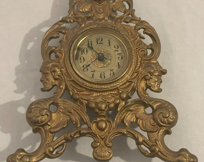 Antique Western Clock Co. Cast Iron Victorian Shelf Mantle Clock Ornate ...