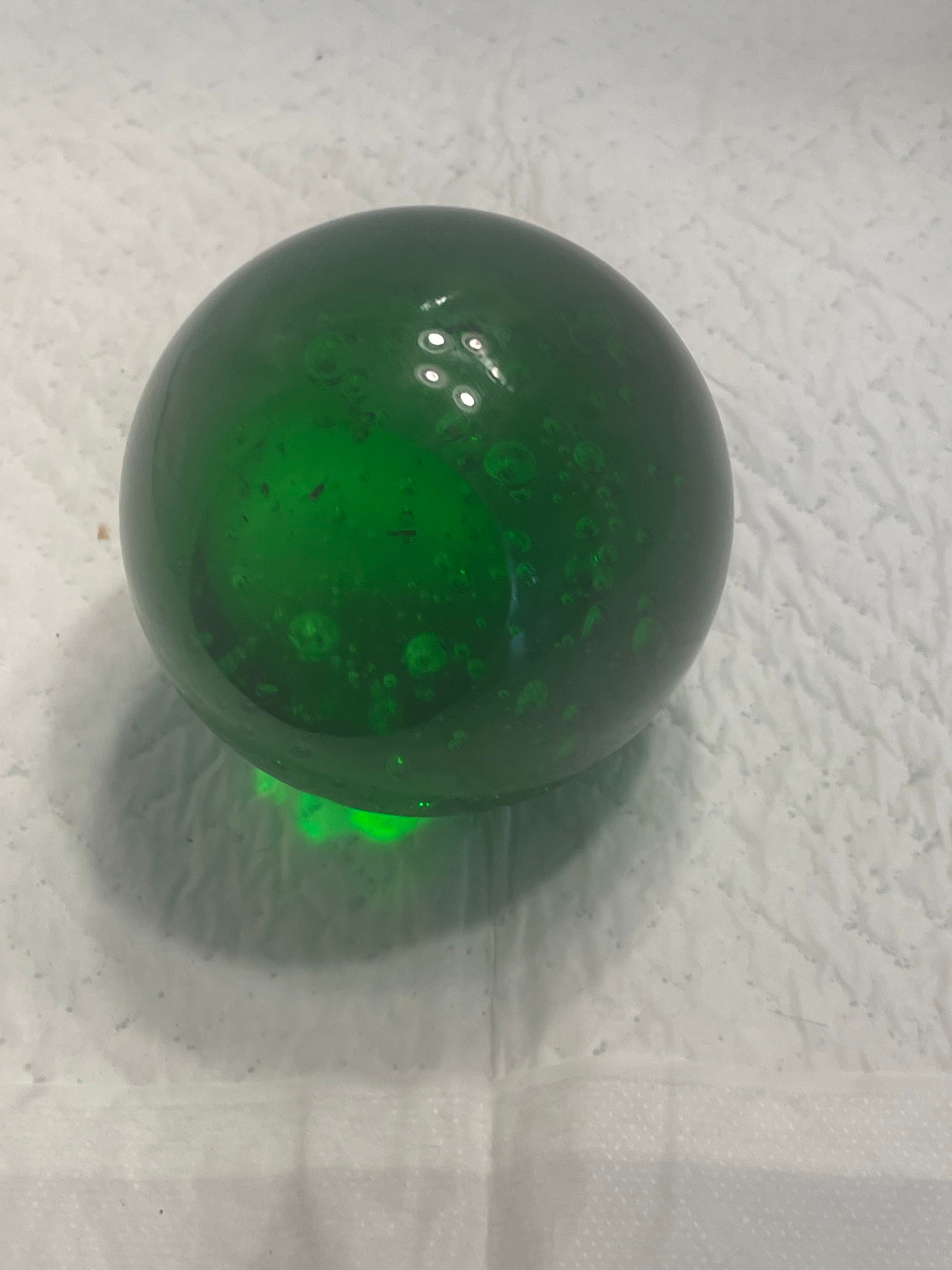 Vintage Green Glass Paperweight With Controlled Bubbles - Etsy