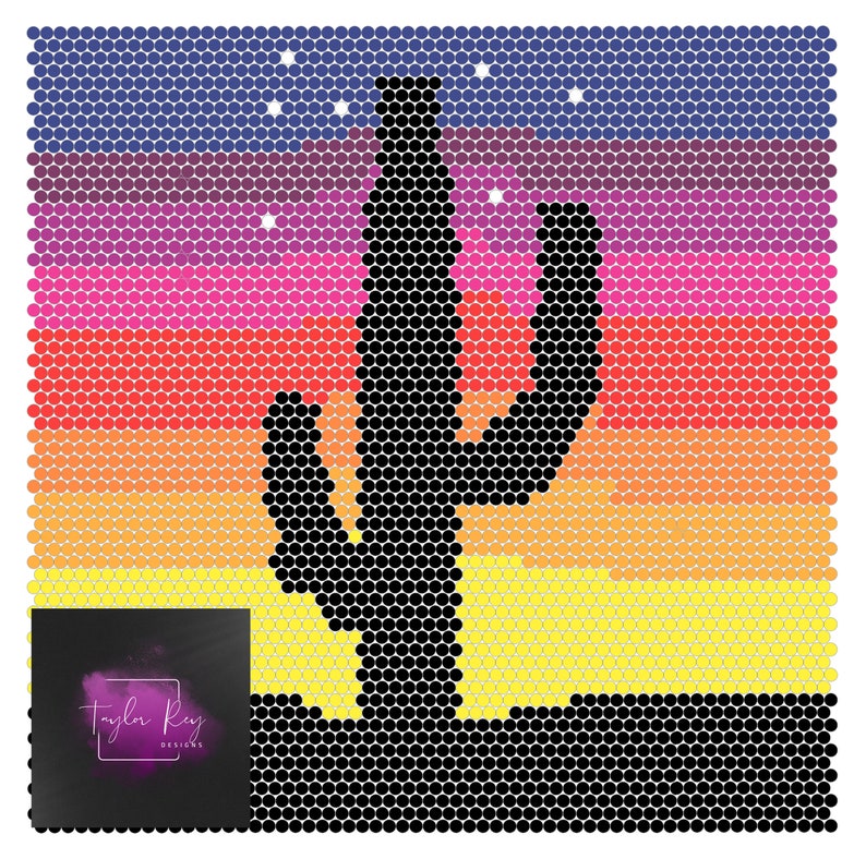 Cactus Sunset Rhinestone Template Ss16 4mm Honeycomb Straight Skinny ...