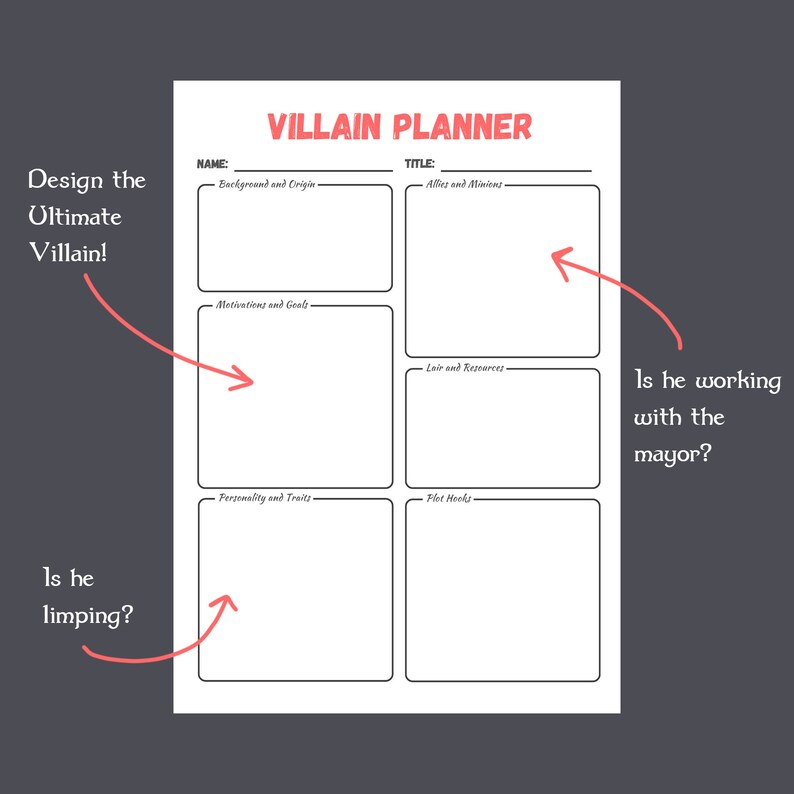 Ultimate Villain Creator! Dnd Printable Villain Planner for Dungeon ...