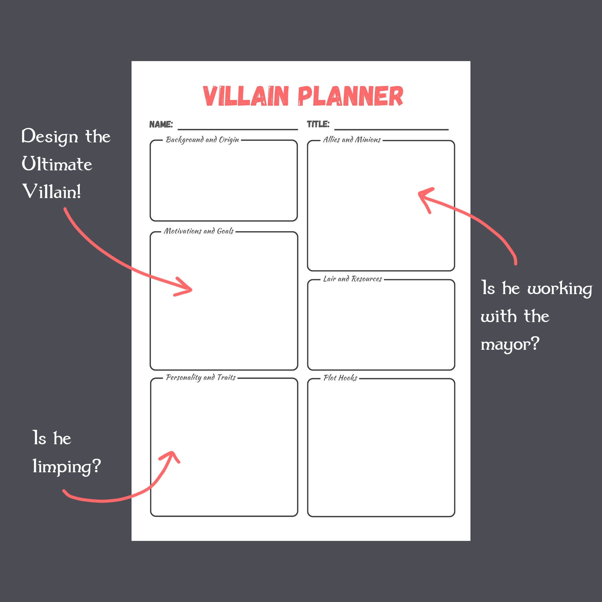 Ultimate Villain Creator! Dnd Printable Villain Planner for Dungeon ...