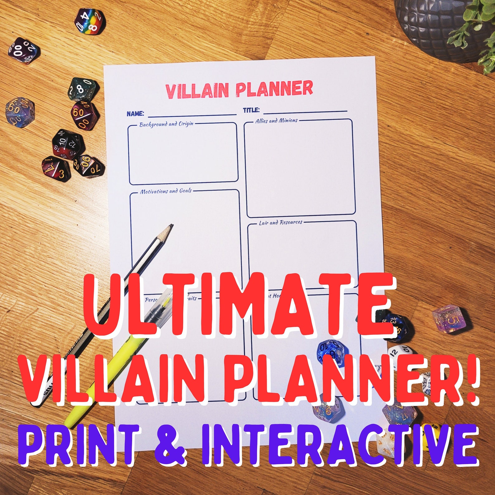 Ultimate Villain Creator! Dnd Printable Villain Planner for Dungeon ...