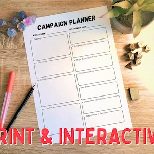 Dnd Printable Campaign Planner DM Tool for Starting a Campaign A4 ...