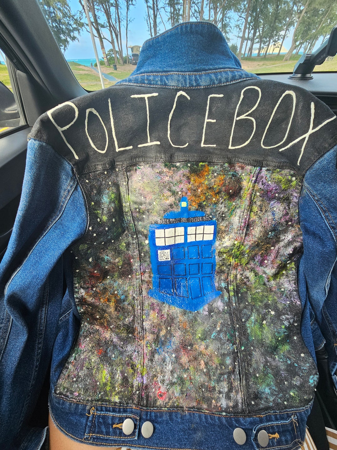 Doctor Who Tardis Space Denim Jean Jacket Hand Painted Glow in the Dark ...