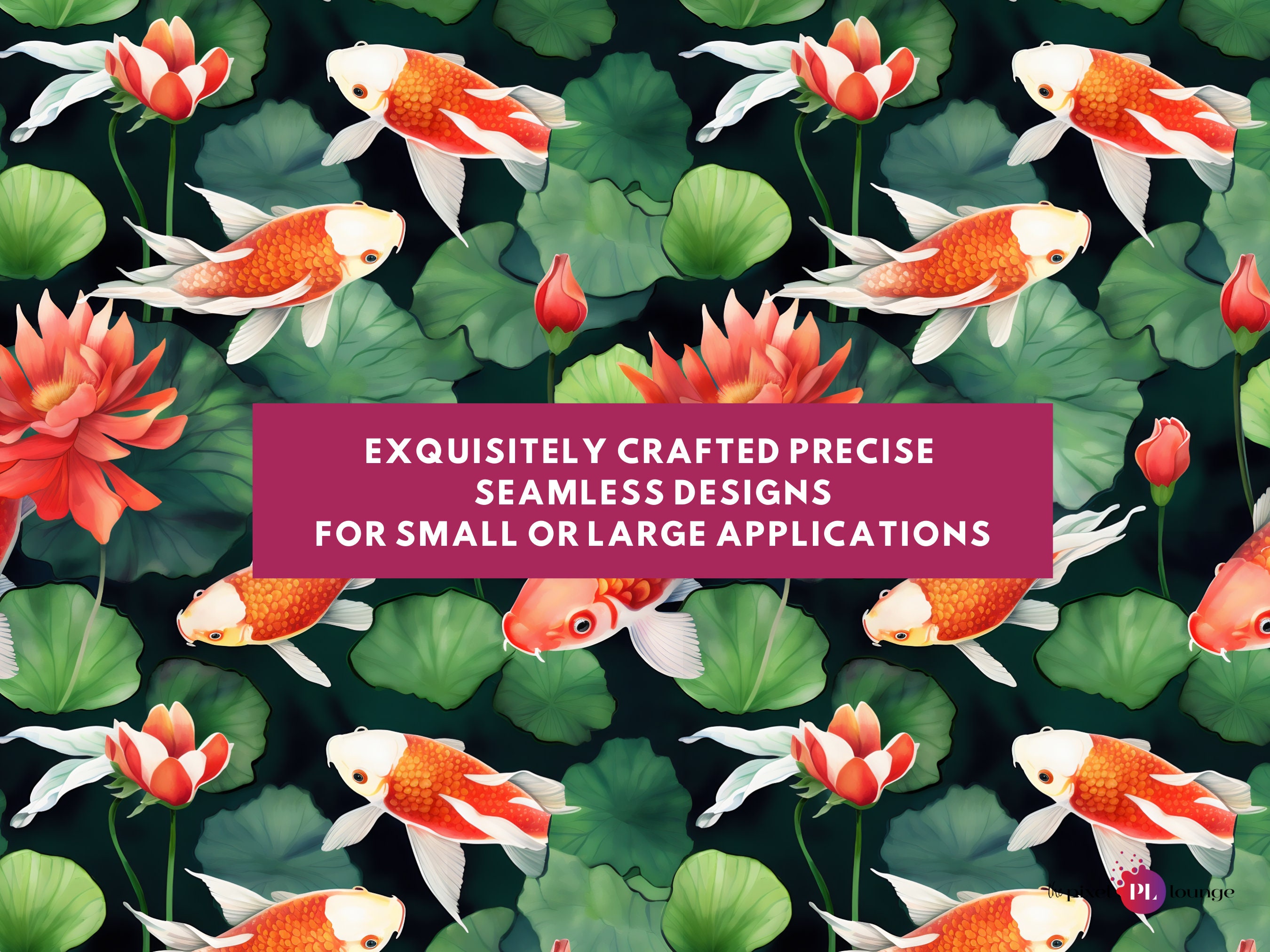 Koi Fish Seamless Repeating Pattern Digital Paper Lilypad Pattern Free ...