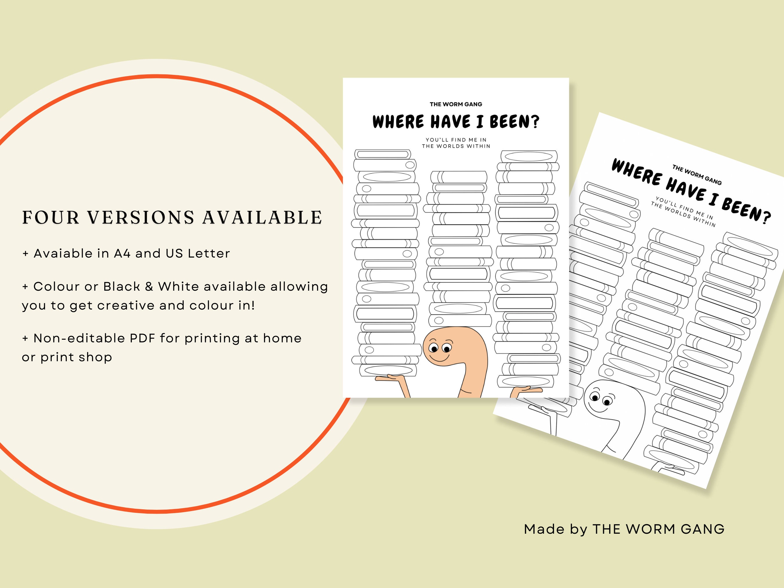 THE WORM GANG | Kids Reading Log | Printable | Book Tracker Template ...