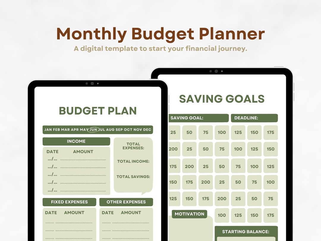 Monthly Budget Planner Printable Template Digital Planner for Tablet ...