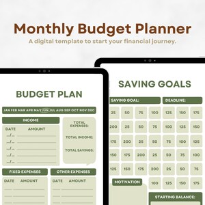 Monthly Budget Planner Printable Template Digital Planner for Tablet ...