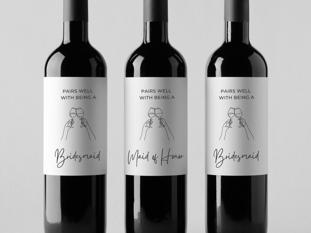 Printed Wine Labels Bridesmaid Gifts, Maid of Honor Proposal Box ...